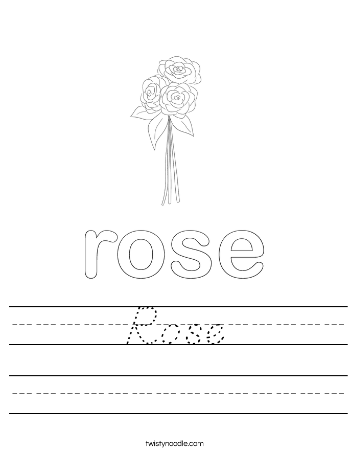 Rose Worksheet - D'Nealian - Twisty Noodle