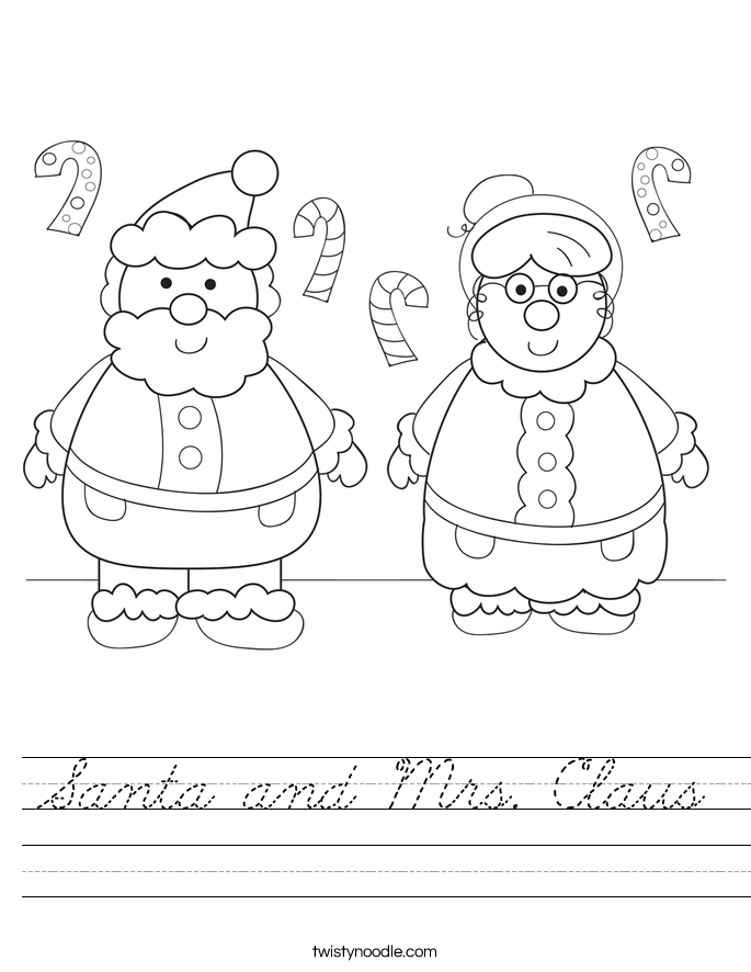 Santa And Mrs Claus Worksheet Cursive Twisty Noodle Santa And Mrs Claus Worksheet Cursive Twisty Noodle