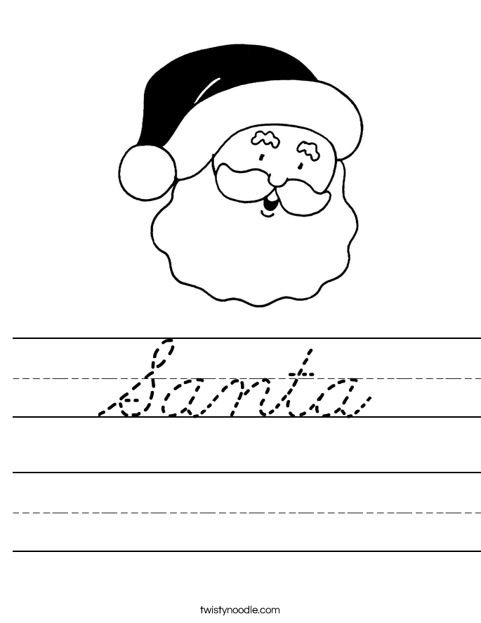 Santa Worksheet Cursive Twisty Noodle Santa Worksheet Cursive Twisty Noodle