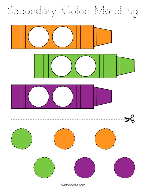 Secondary Color Matching Coloring Page - Tracing - Twisty Noodle Secondary Color Matching Coloring Page - Tracing - Twisty Noodle