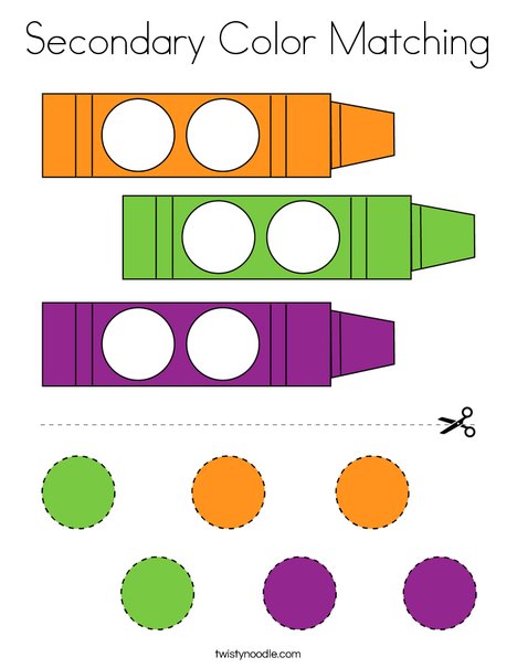 Secondary Color Matching Coloring Page - Twisty Noodle Secondary Color Matching Coloring Page - Twisty Noodle