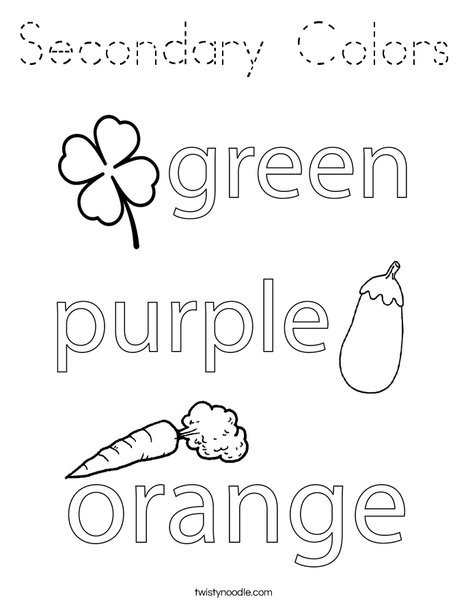 Secondary Colors Coloring Page - Tracing - Twisty Noodle Secondary Colors Coloring Page - Tracing - Twisty Noodle