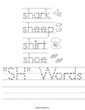 "SH" Words Coloring Page - Twisty Noodle