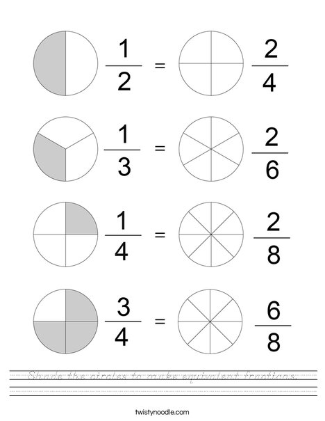 Shade The Circles To Make Equivalent Fractions Worksheet D Nealian Shade The Circles To Make Equivalent Fractions Worksheet D Nealian