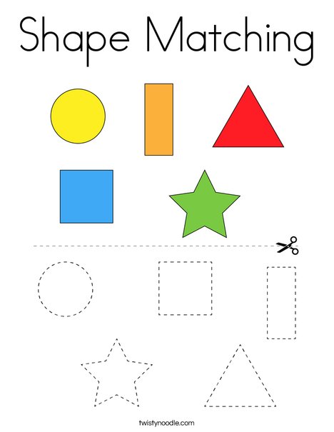 Shape Matching Coloring Page - Twisty Noodle Shape Matching Coloring Page - Twisty Noodle