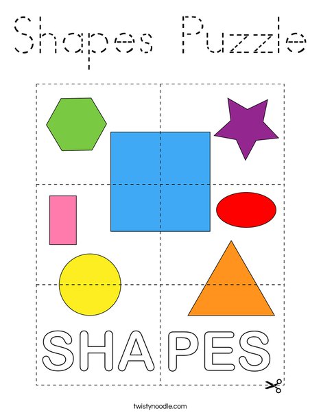 Shapes Puzzle Coloring Page Tracing Twisty Noodle