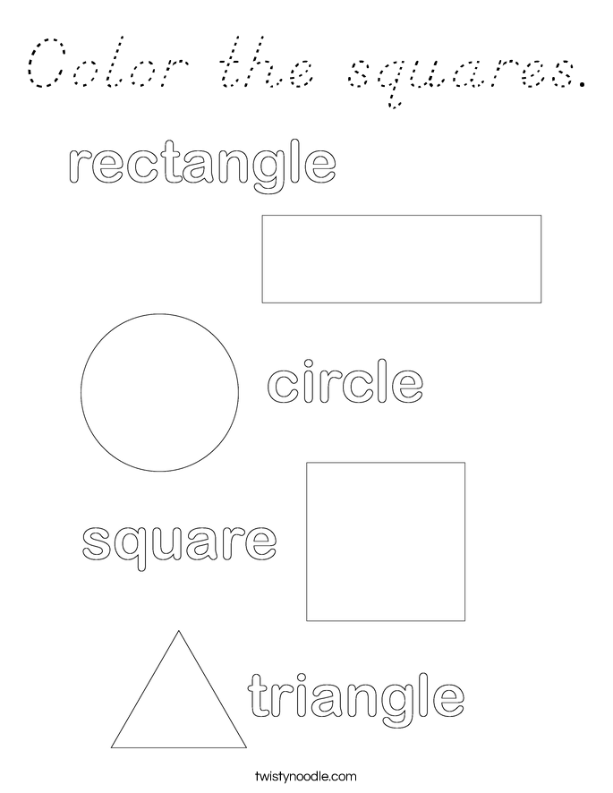 Color the squares Coloring Page - D'Nealian - Twisty Noodle