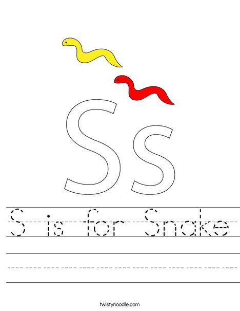 S is for Snake Worksheet - Twisty Noodle