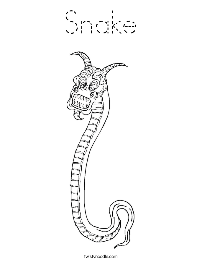 Snake Coloring Page - Tracing - Twisty Noodle