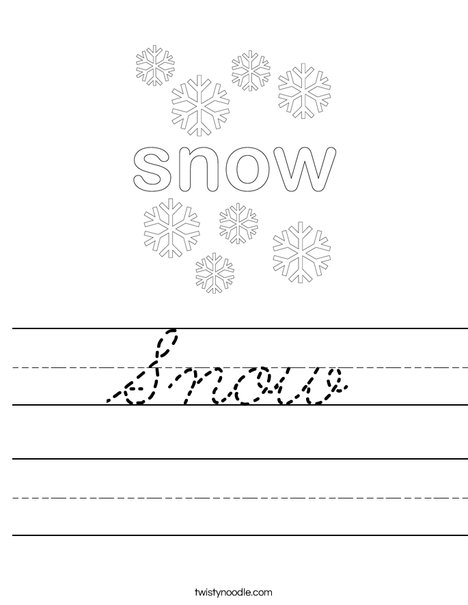 Snow Worksheet - Cursive - Twisty Noodle