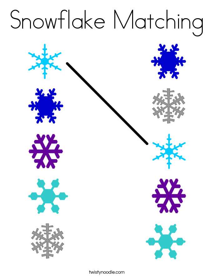 Snowflake Matching Coloring Page - Twisty Noodle Snowflake Matching Coloring Page - Twisty Noodle