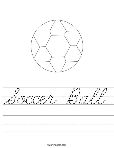 Soccer Ball Worksheet - Cursive - Twisty Noodle