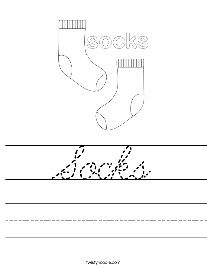 Socks Worksheet - Cursive - Twisty Noodle