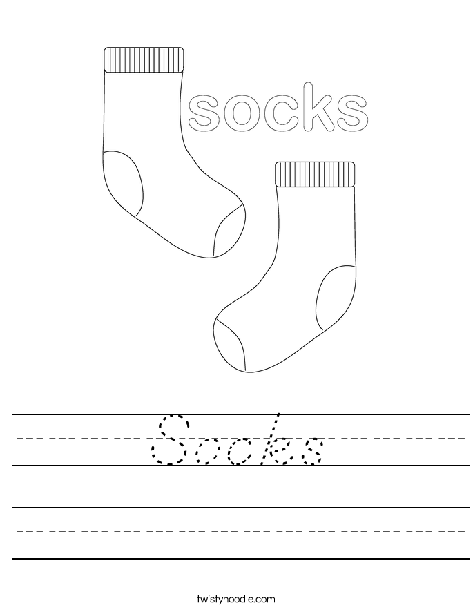 Socks Worksheet - D'Nealian - Twisty Noodle