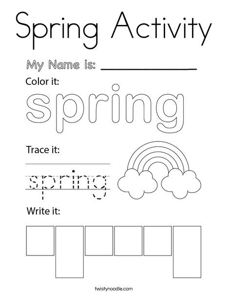 Spring Activity Coloring Page Twisty Noodle Spring Activity Coloring Page Twisty Noodle