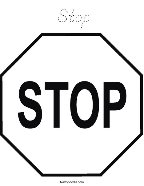 Stop Coloring Page - D'Nealian - Twisty Noodle