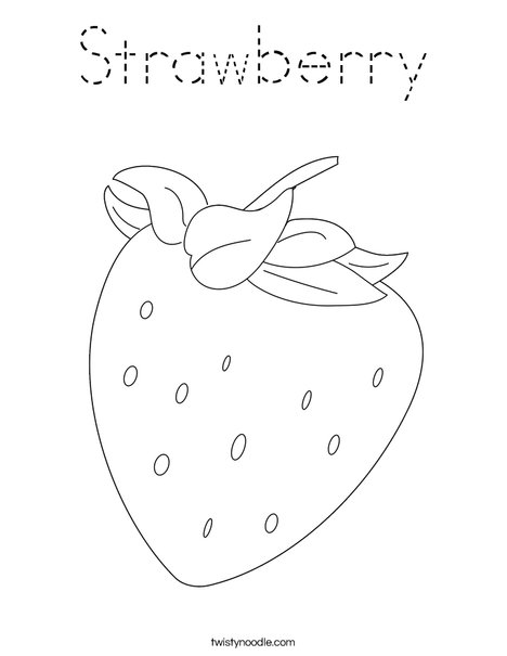 Strawberry Coloring Page - Tracing - Twisty Noodle