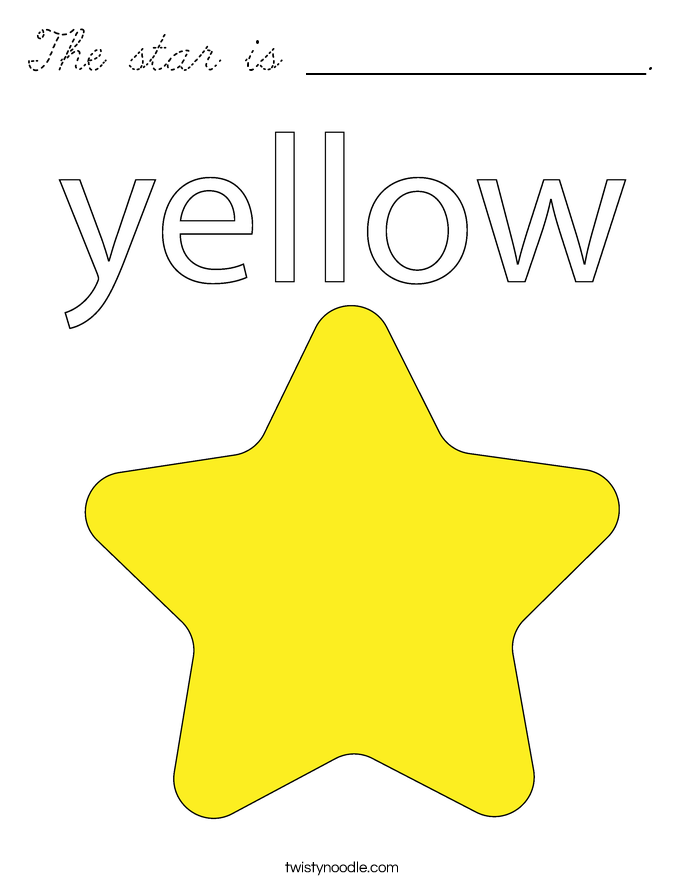 The star is _________________ Coloring Page - Cursive - Twisty Noodle