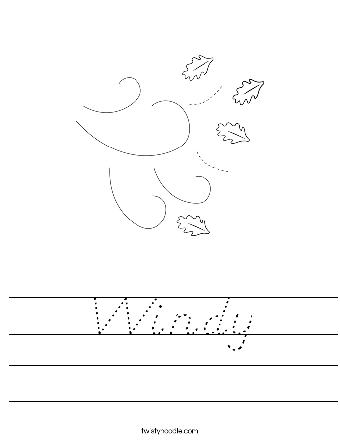 Windy Worksheet - D'Nealian - Twisty Noodle