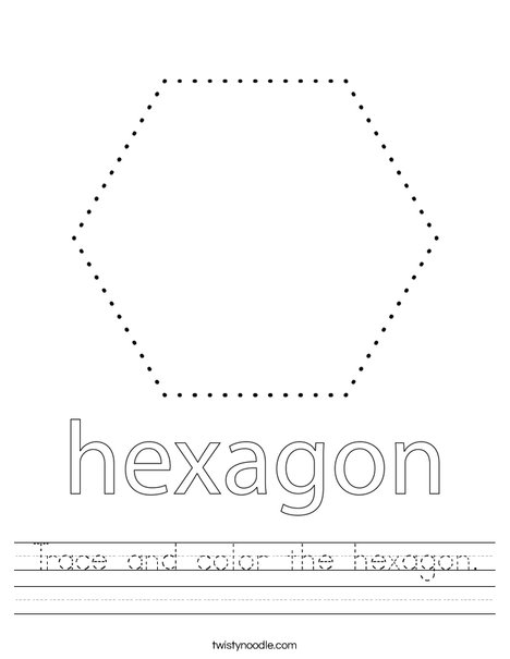 Trace and color the hexagon Worksheet - Twisty Noodle