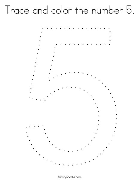 Trace and color the number 5 Coloring Page - Twisty Noodle Trace and color the number 5 Coloring Page - Twisty Noodle