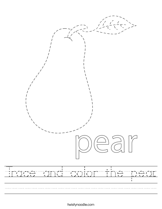 Trace and color the pear Worksheet - Twisty Noodle