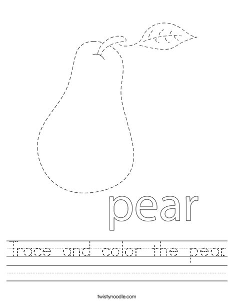 Trace and color the pear Worksheet - Twisty Noodle