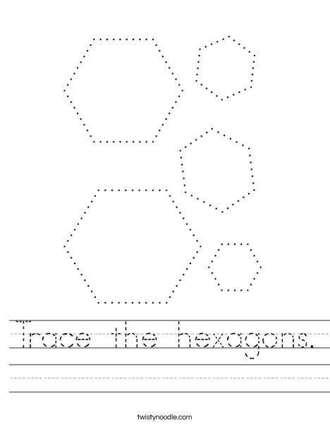 Trace the hexagons Worksheet - Twisty Noodle Trace the hexagons Worksheet - Twisty Noodle
