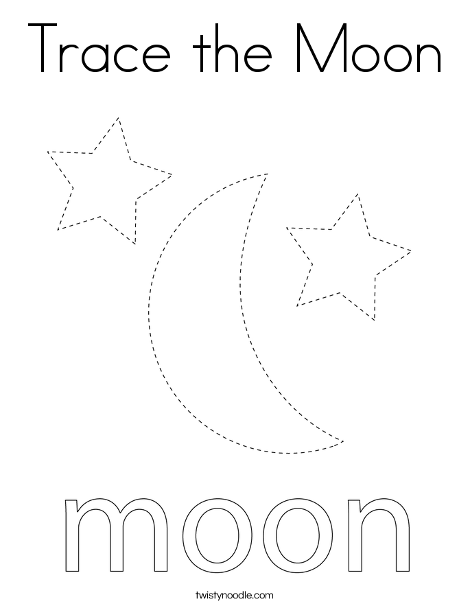 Trace the Moon Coloring Page - Twisty Noodle Trace the Moon Coloring Page - Twisty Noodle