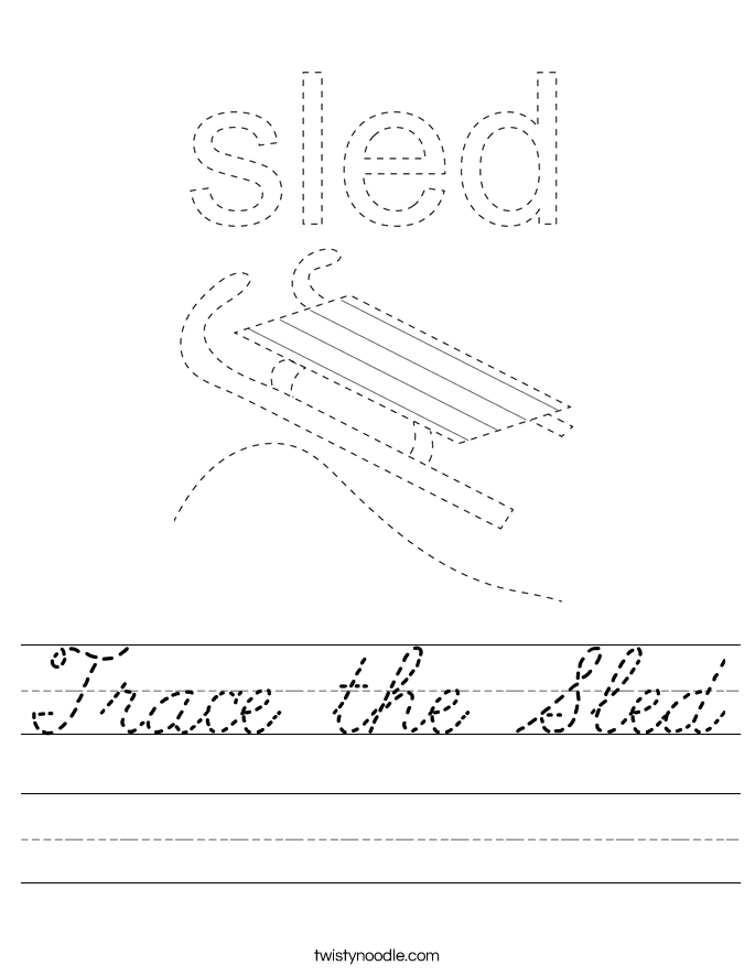 Trace The Sled Worksheet Cursive Twisty Noodle trace-the-sled-worksheet-cursive-twisty-noodle