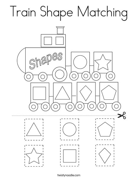 Train Shape Matching Coloring Page - Twisty Noodle Train Shape Matching Coloring Page - Twisty Noodle