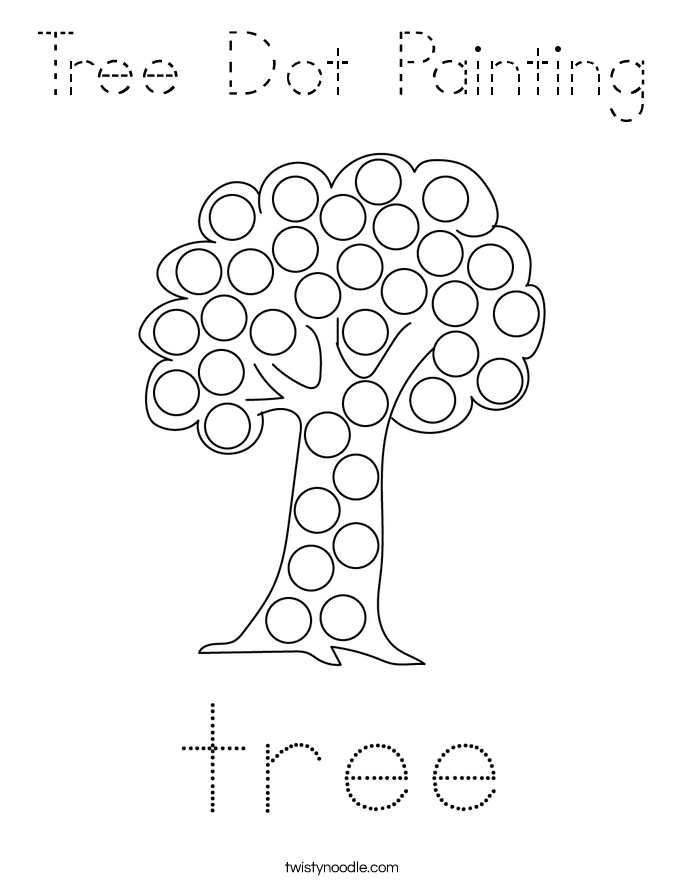 Tree Dot Painting Coloring Page Tracing Twisty Noodle Tree Dot Painting Coloring Page Tracing Twisty Noodle