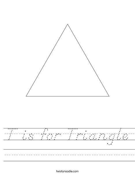 T is for Triangle Worksheet - D'Nealian - Twisty Noodle
