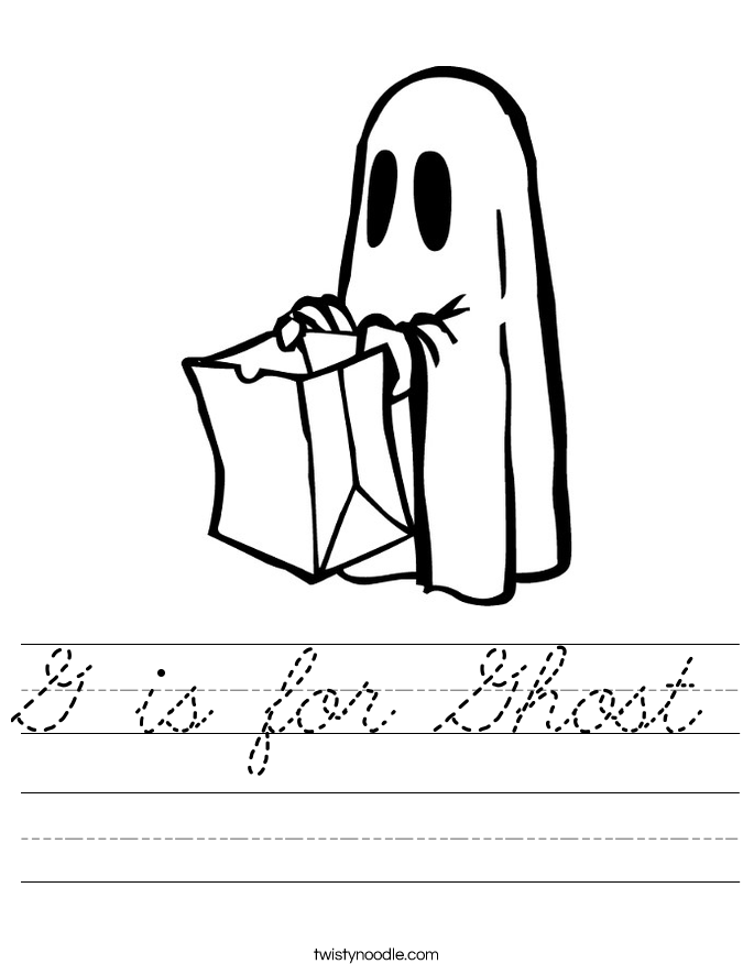 G Is For Ghost Worksheet Cursive Twisty Noodle