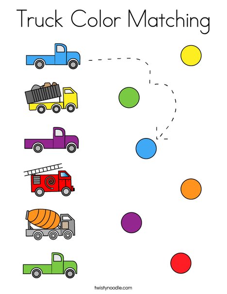 Truck Color Matching Coloring Page - Twisty Noodle Truck Color Matching Coloring Page - Twisty Noodle