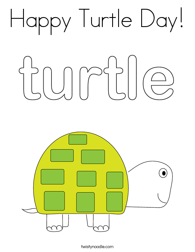 Happy Turtle Day Coloring Page - Twisty Noodle