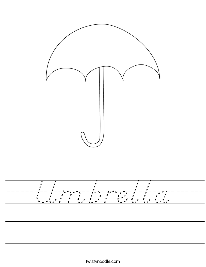 Umbrella Worksheet - D'Nealian - Twisty Noodle