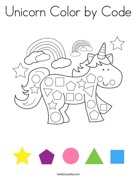 Unicorn Color by Code Coloring Page - Twisty Noodle Unicorn Color by Code Coloring Page - Twisty Noodle