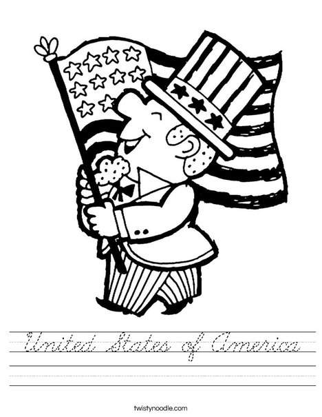United States Of America Worksheet Cursive Twisty Noodle United States Of America Worksheet Cursive Twisty Noodle