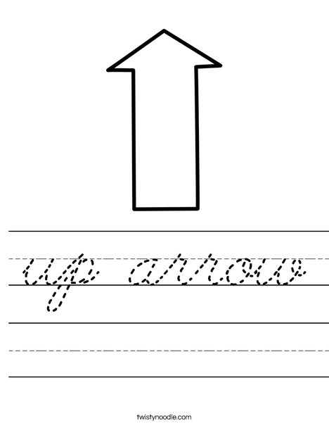 up arrow Worksheet - Cursive - Twisty Noodle