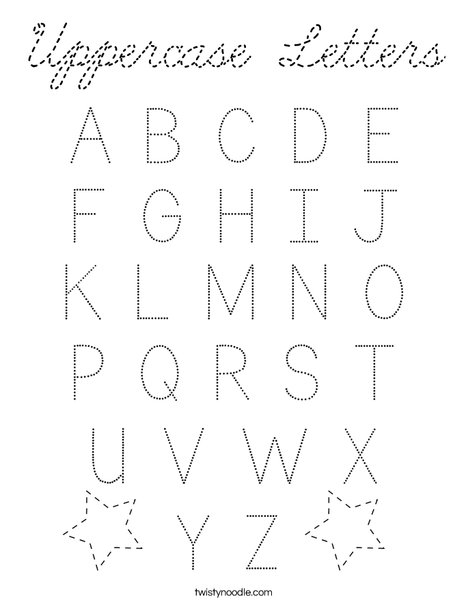 Uppercase Letters Coloring Page - Cursive - Twisty Noodle Uppercase Letters Coloring Page - Cursive - Twisty Noodle