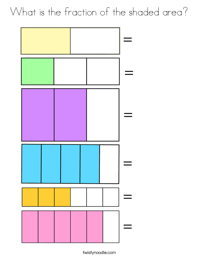 What is the fraction of the shaded area Coloring Page - Twisty Noodle
