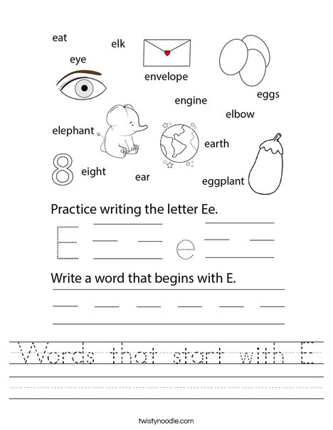 Words That Start With E Worksheet Twisty Noodle words-that-start-with-e-worksheet-twisty-noodle