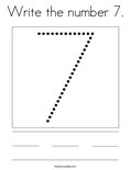 Write The Number 7 Coloring Page - Twisty Noodle
