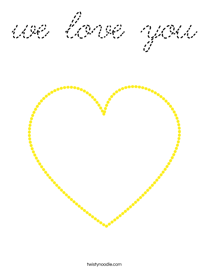 we love you Coloring Page - Cursive - Twisty Noodle