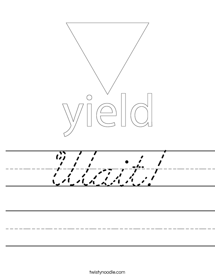 Wait Worksheet - Cursive - Twisty Noodle