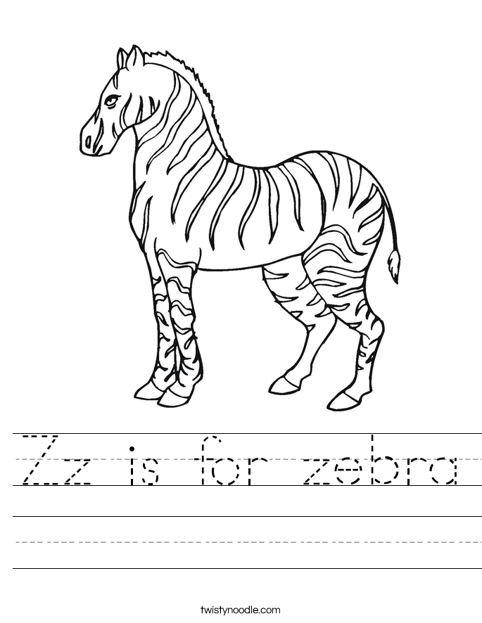 Zz is for zebra Worksheet - Twisty Noodle
